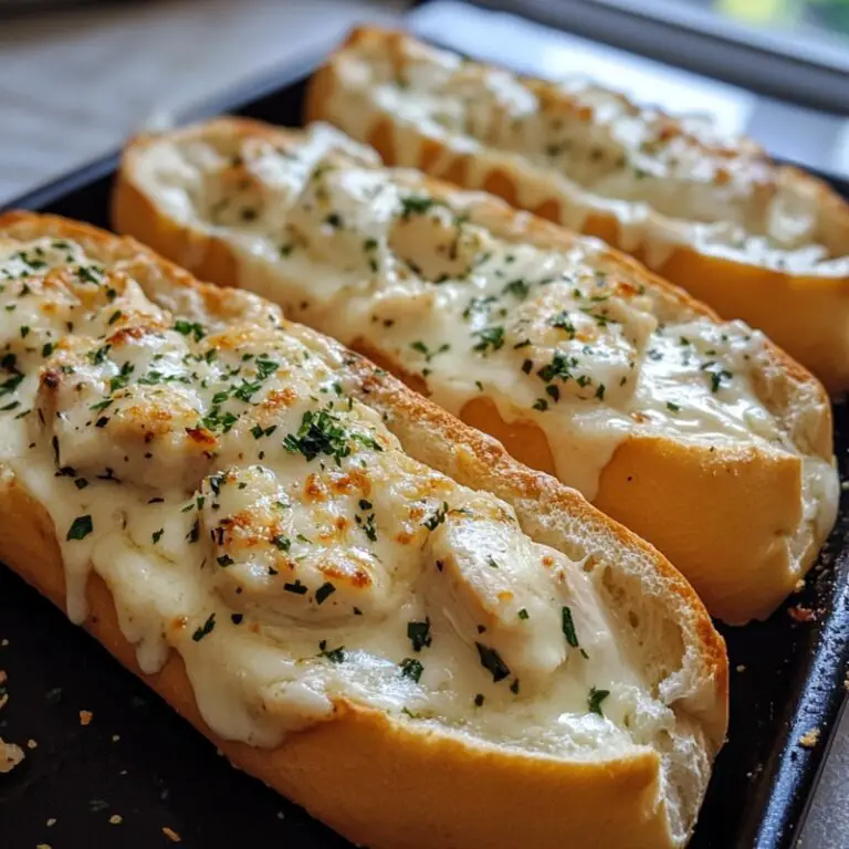 Chicken Alfredo Stuffed Garlic Bread Subs - Barkil Recipes