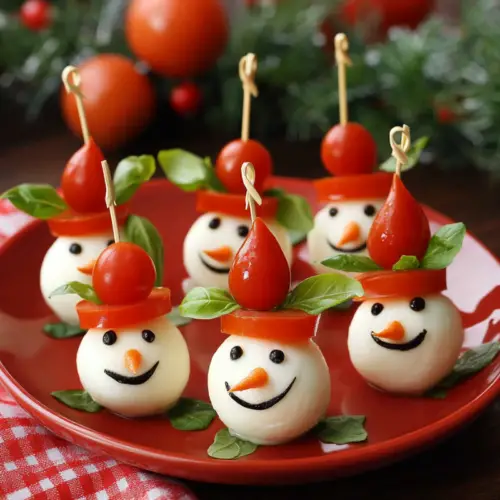 Snowman Hat Caprese Skewers - Barkil Recipes